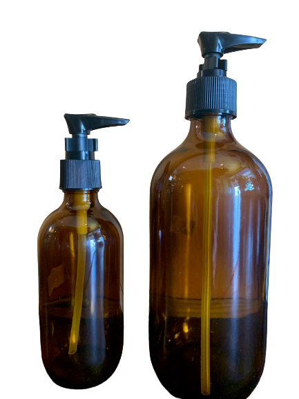 Bottle - Amber Glass with Black Pump - 200ml & 500ml – Handmade ...